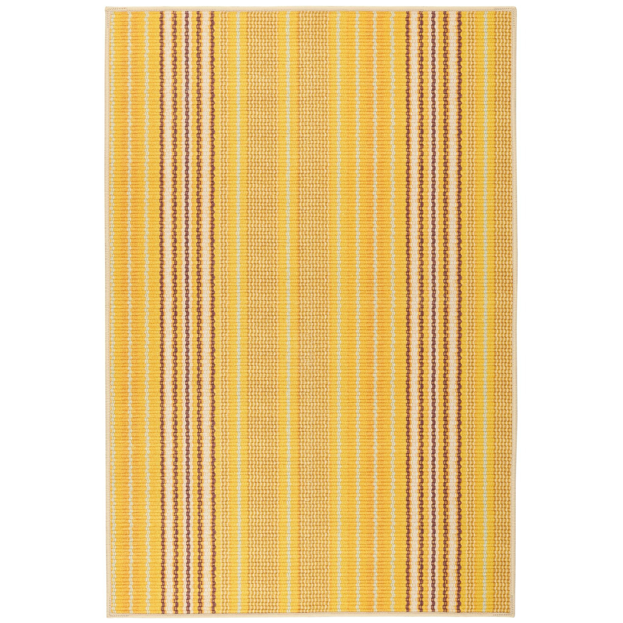 Dash and Albert Rugs Sunflower Ticking Yellow Machine Washable Rug ...