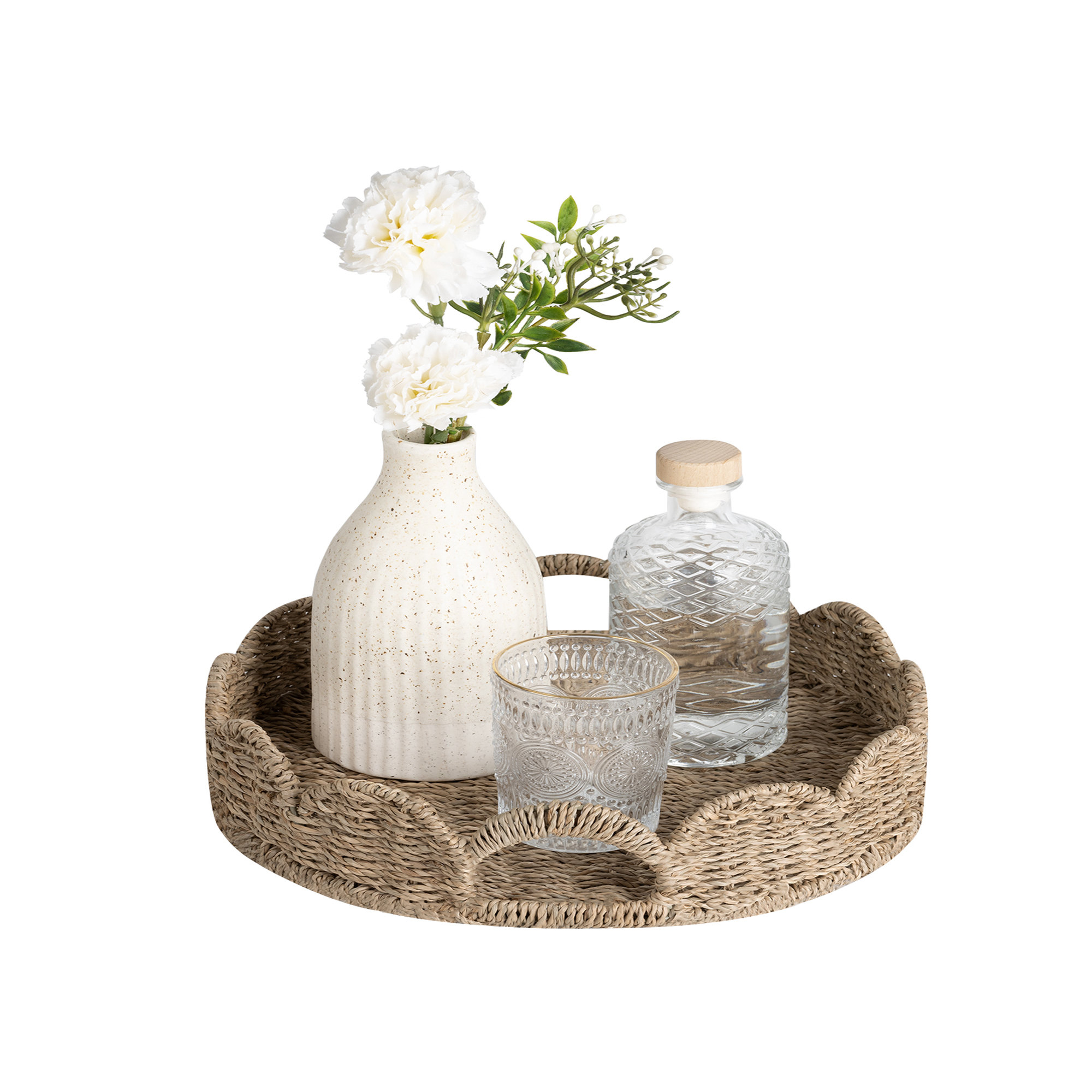 StorageWorks StorageWorks Scalloped Tray, Wicker Rattan Serving Tray ...