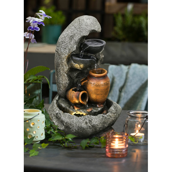 Hi-Line Gift Ltd. Cascading Bowls & Jugs Tabletop Fountain with Warm ...