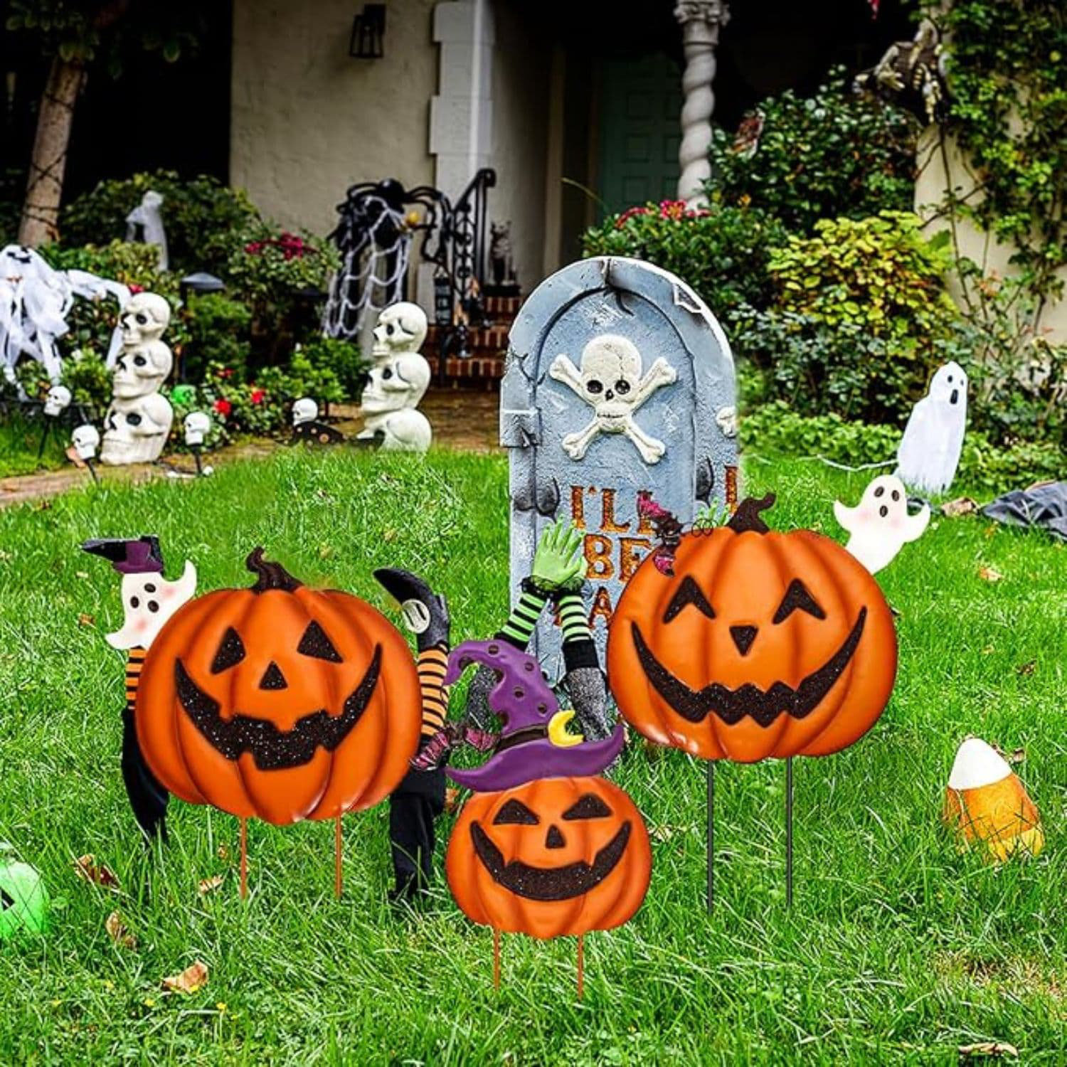 The Holiday Aisle® 3 Pcs Stacked Metal Pumpkins | Wayfair