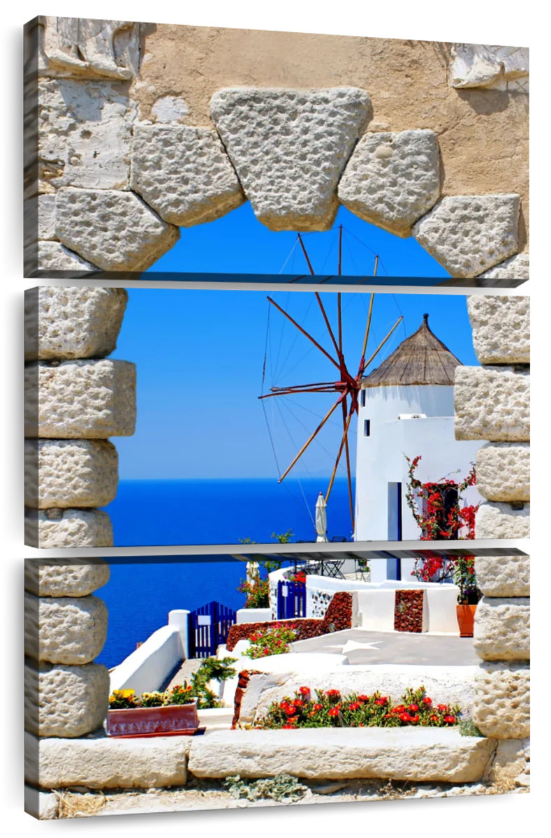 Beachcrest Home™ Gillard Oia Windmill View | Wayfair