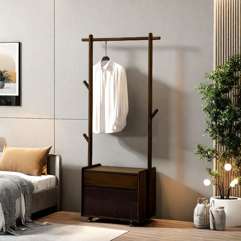 Ebern Designs Solid Wood Coat Rack Thick Rod Movable | Wayfair