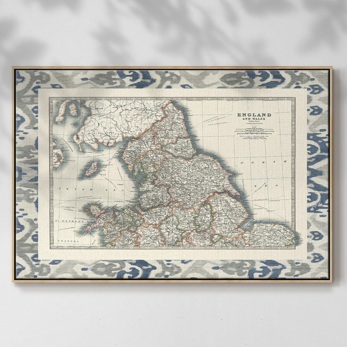 Wexford Home Bordered Map of England & Wales-Framed Gallery Wrapped ...