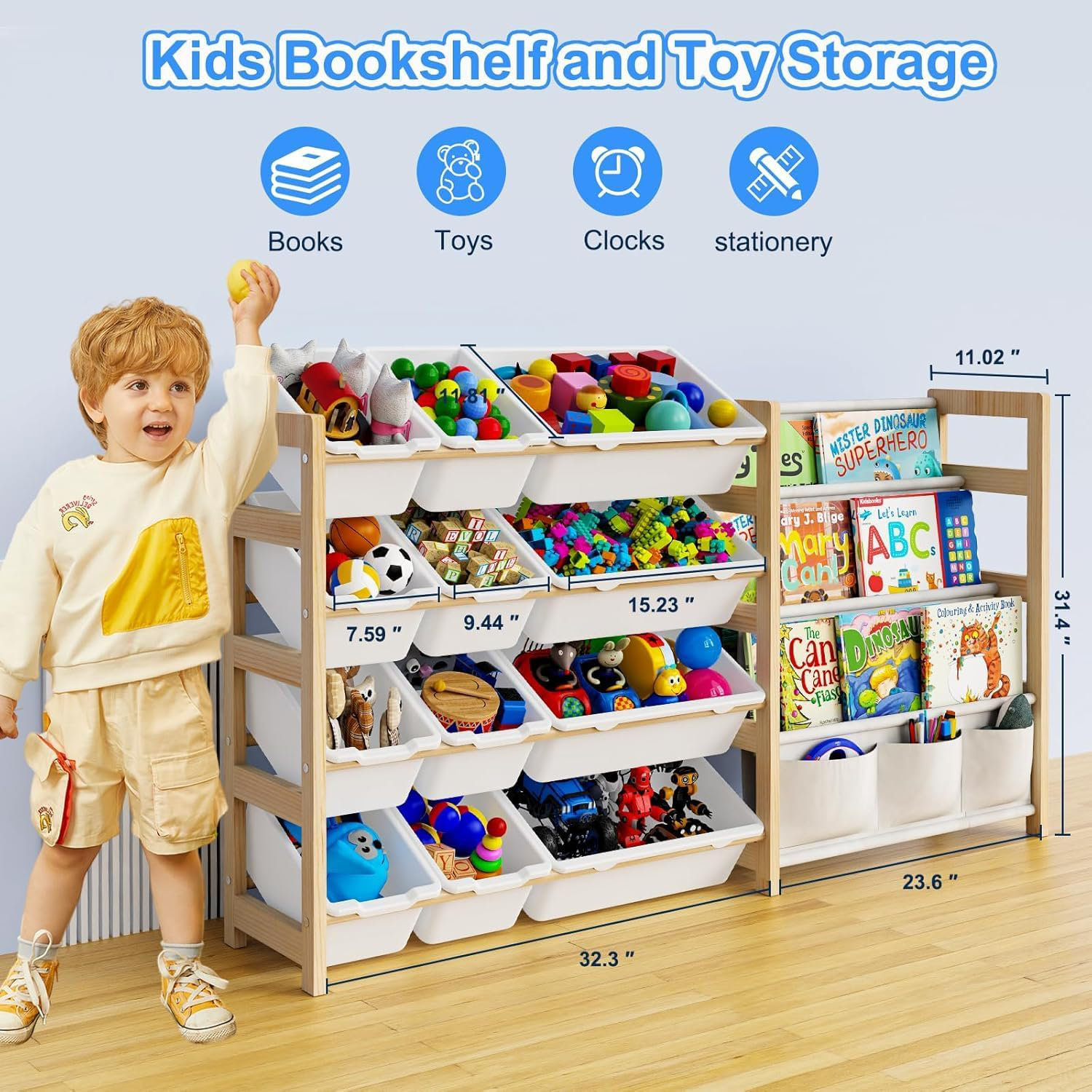Ebern Designs Large Toy Storage Organizer With 12 Toy Bins, Toy ...