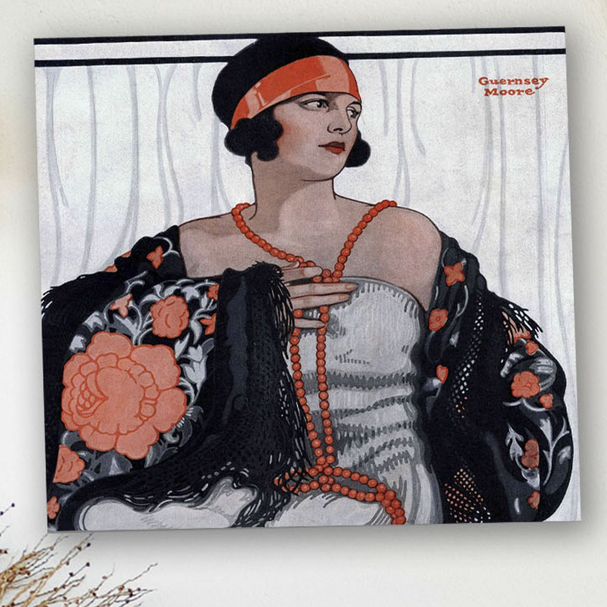 Marmont Hill Vintage Fashion Flapper in Shawl and Beads Print on ...
