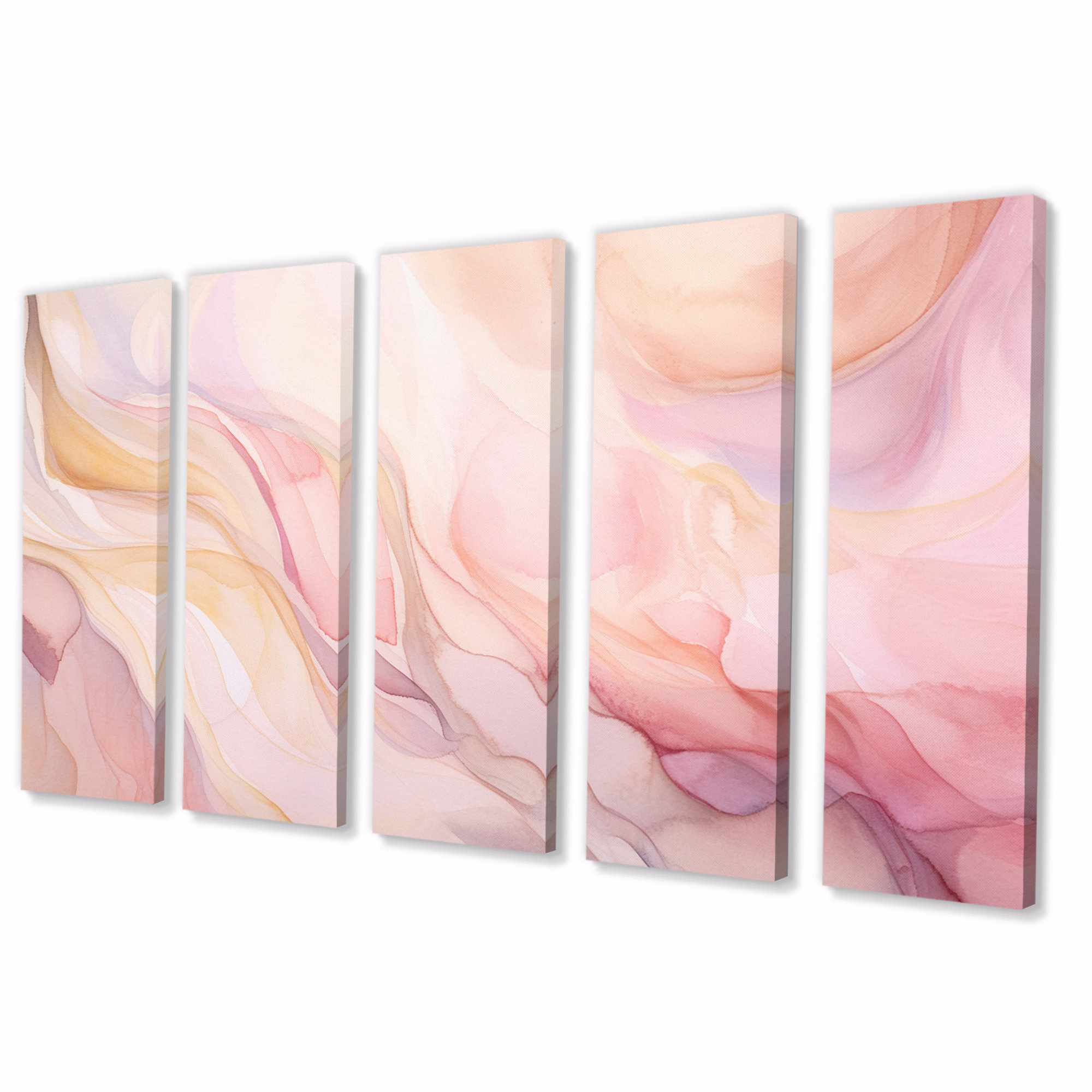 Ivy Bronx Pink And Gold Enchanted Spills III - Abstract Canvas Art ...