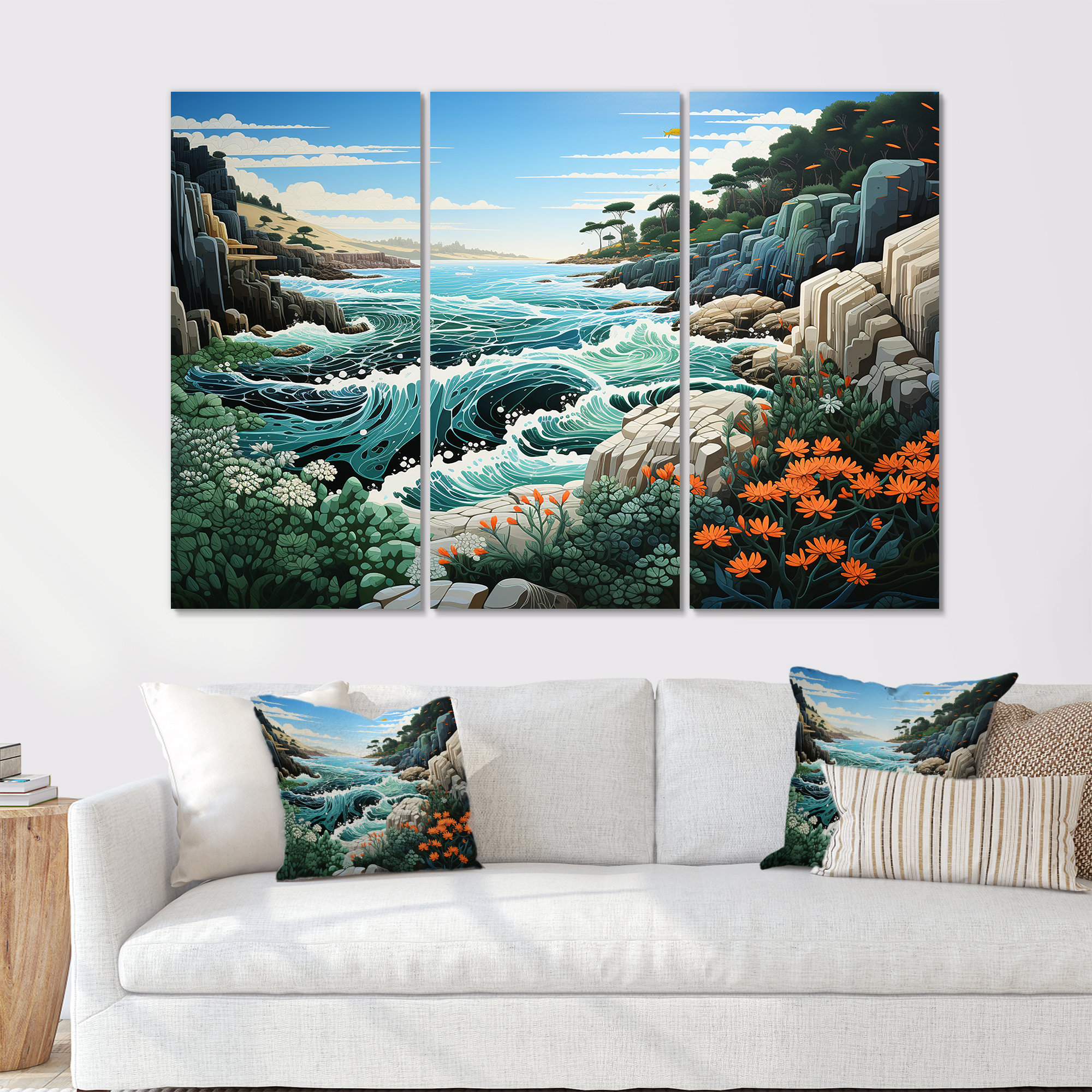 Dovecove Wild Beachscape Landscape - Coastal Coral Under Water Wall Art ...
