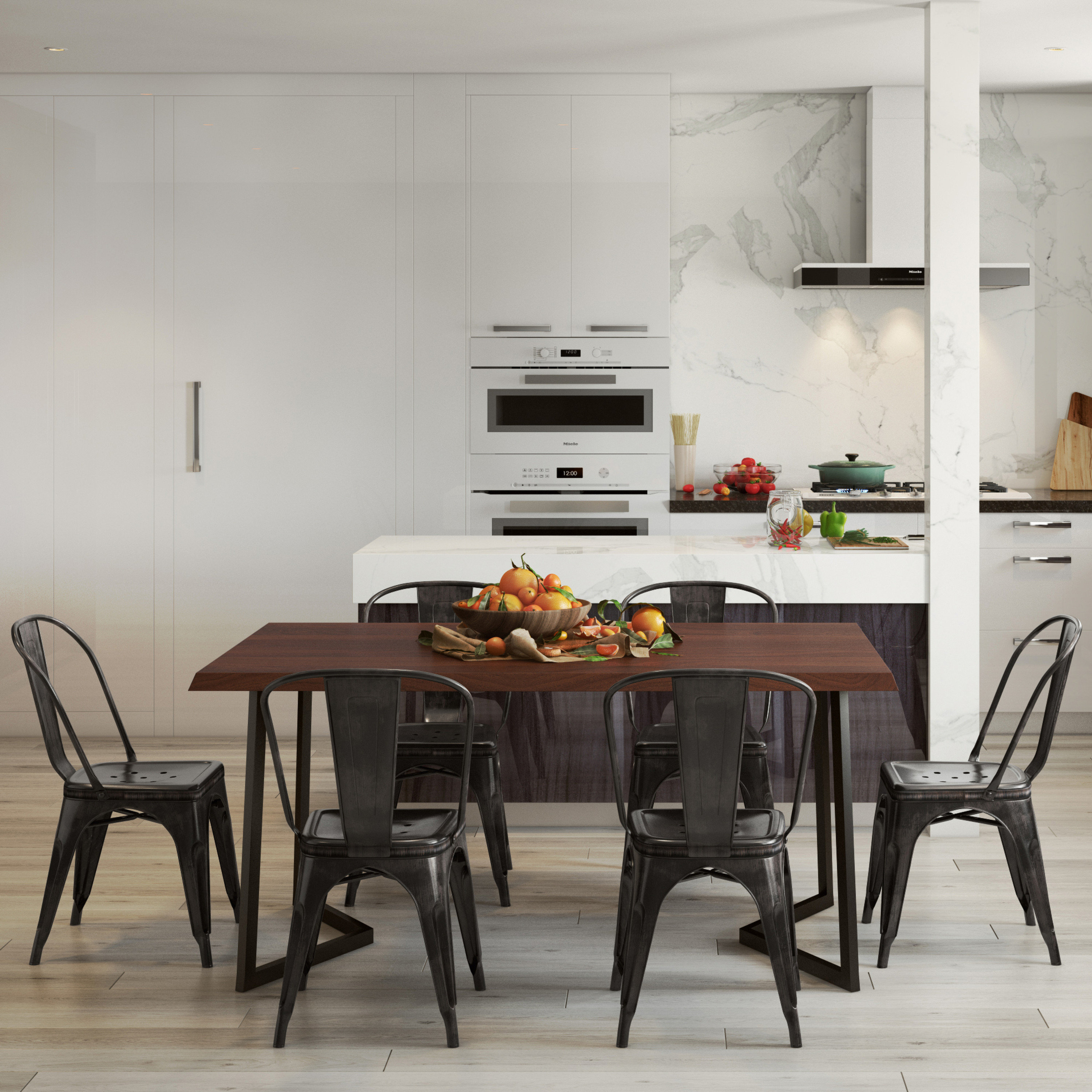 Simpli Home Fletcher V 7 Piece Solid Wood Dining Set - Wayfair Canada