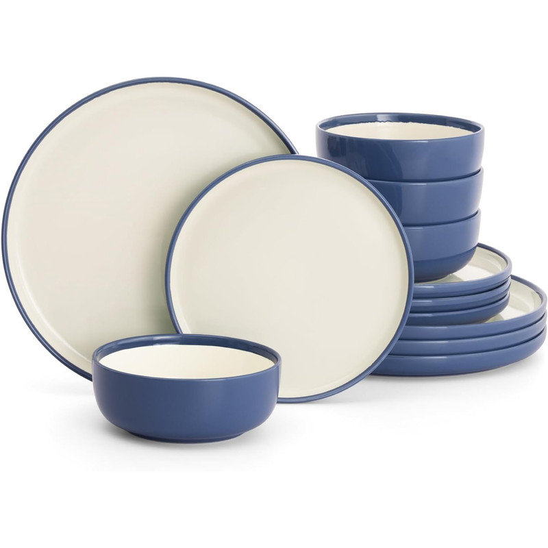 Latitude Run® Plates and Bowls Set for 4, 12 Pieces Dinnerware Sets ...