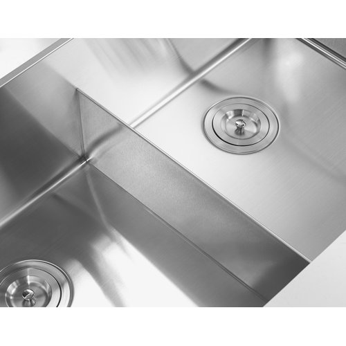 Serene Valley 36 in. Double Bowl Undermount Kitchen Sink, Thin Divider ...