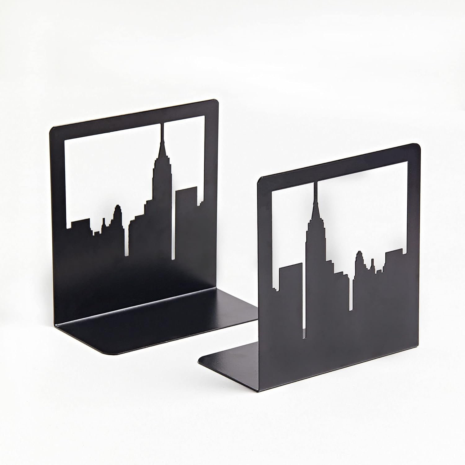 Hokku Designs Skyline Black Bookends For Heavy Books, Premium Book Ends ...
