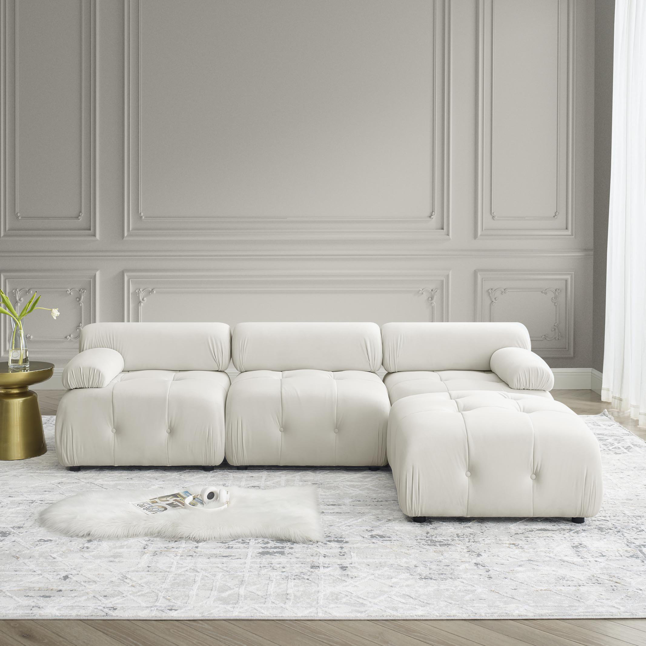 Latitude Run® L Shaped Tufted Designed and DIY Combination Modular Sofa ...