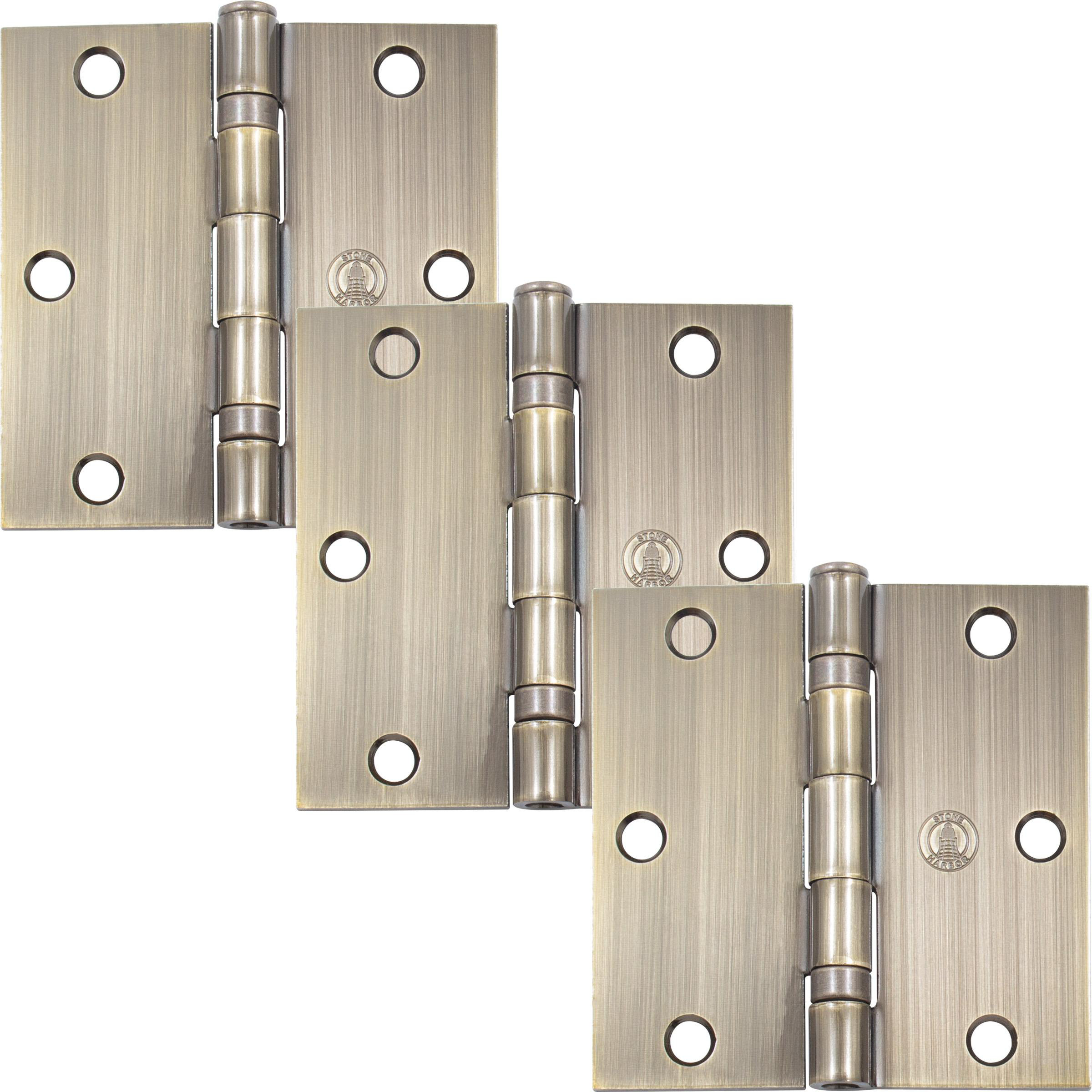 Stone Harbor Hardware 3-1/2" Ball-Bearing Door Hinges, Square Corner ...