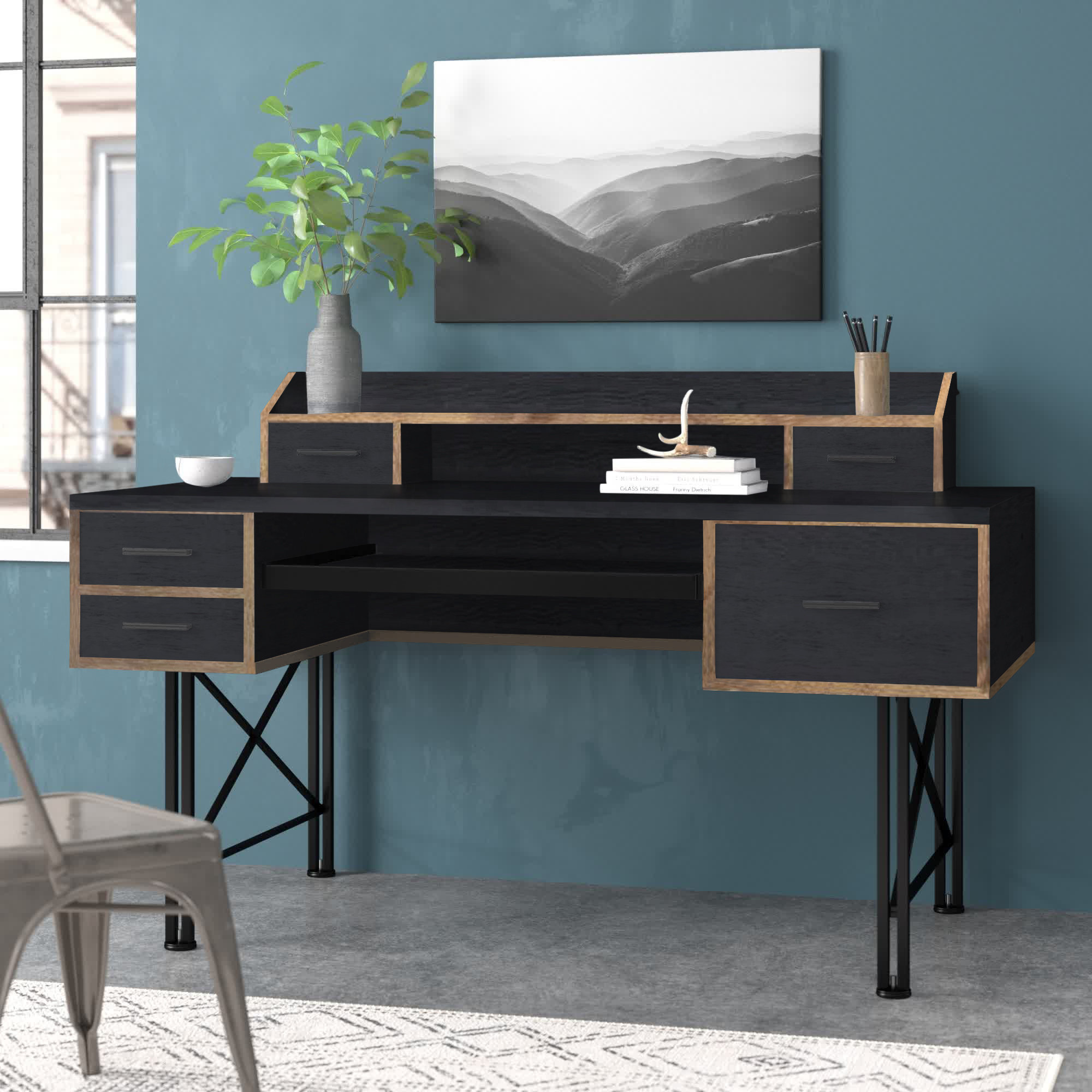 Steelside™ Skylar Desk with Hutch & Reviews | Wayfair
