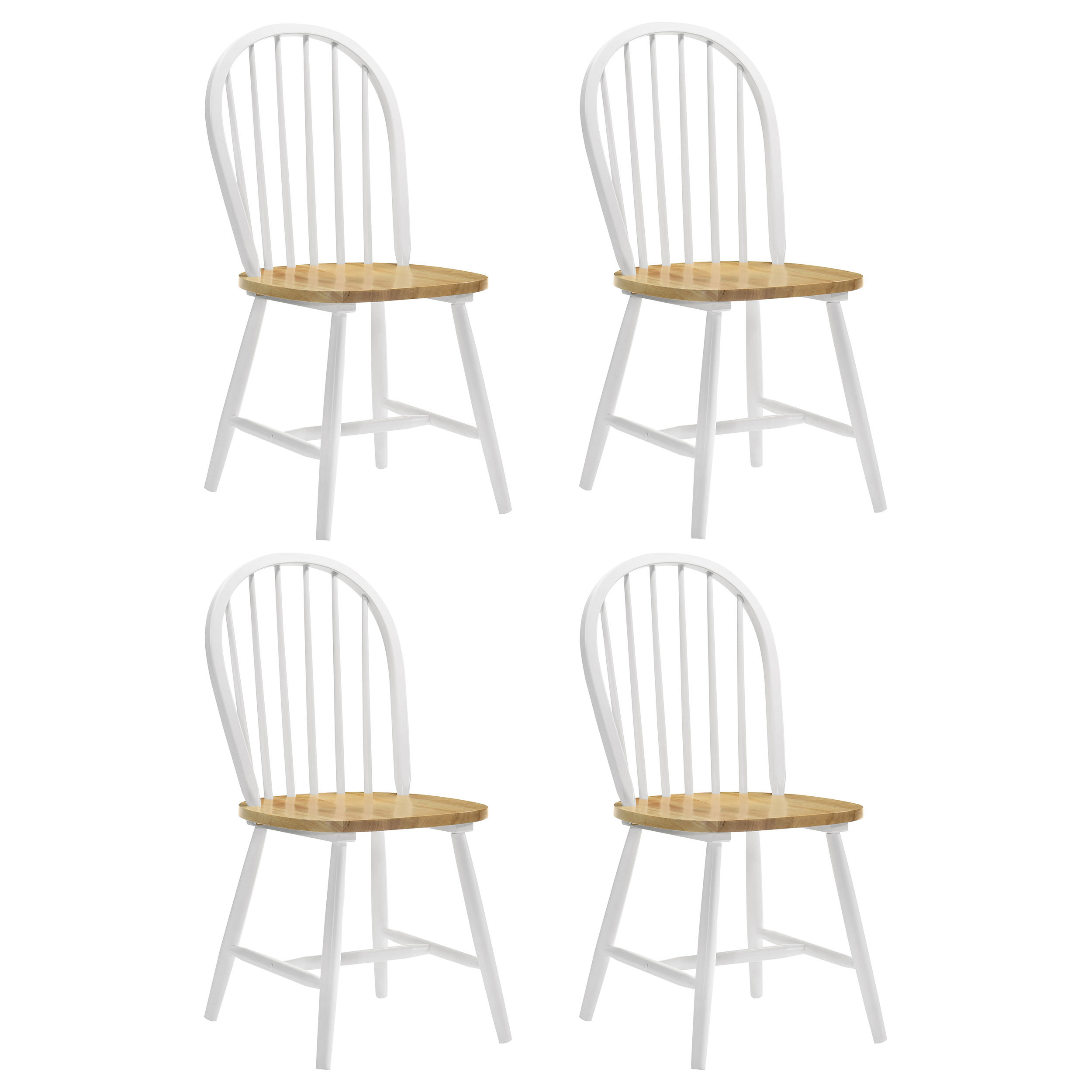 Simple Relax Set Of 4 Dining Side Chairs With Spindle Back In Natural ...
