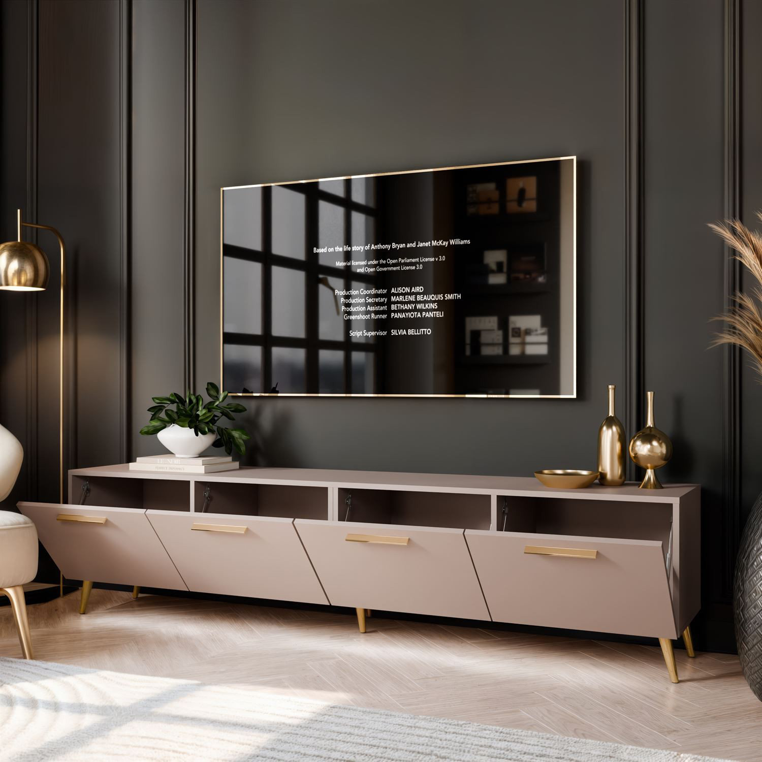 Fairmont Park TV Cabinet AURA 200 CASHMERE on High Legs | Wayfair.co.uk