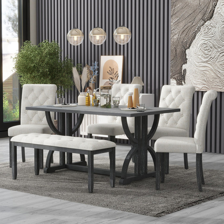 August Grove® Borina 6 - Piece Trestle Dining Set & Reviews | Wayfair