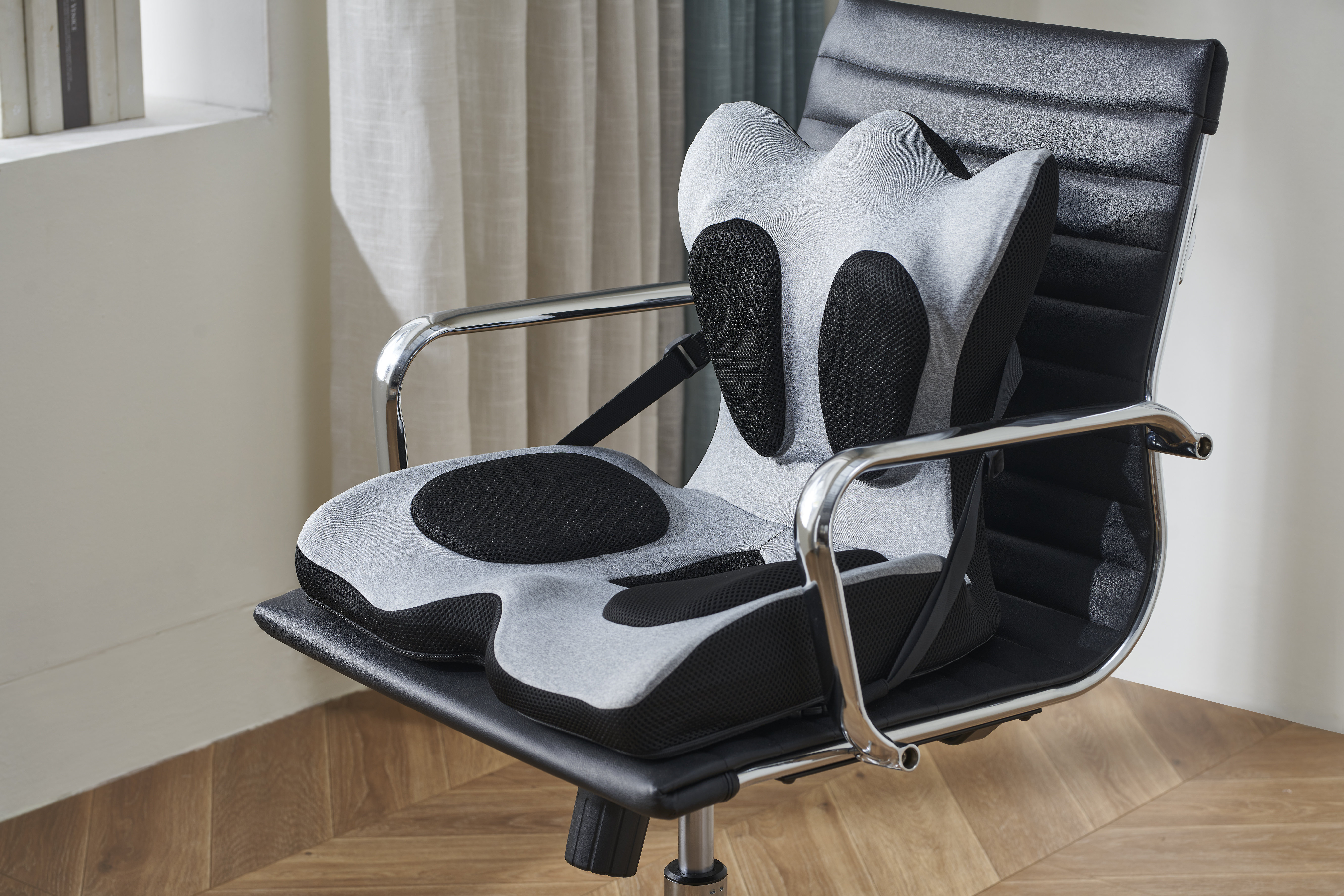 Caprilla Grey And Black Full Support Seat Cushion Ergonomic Foam-Latex ...