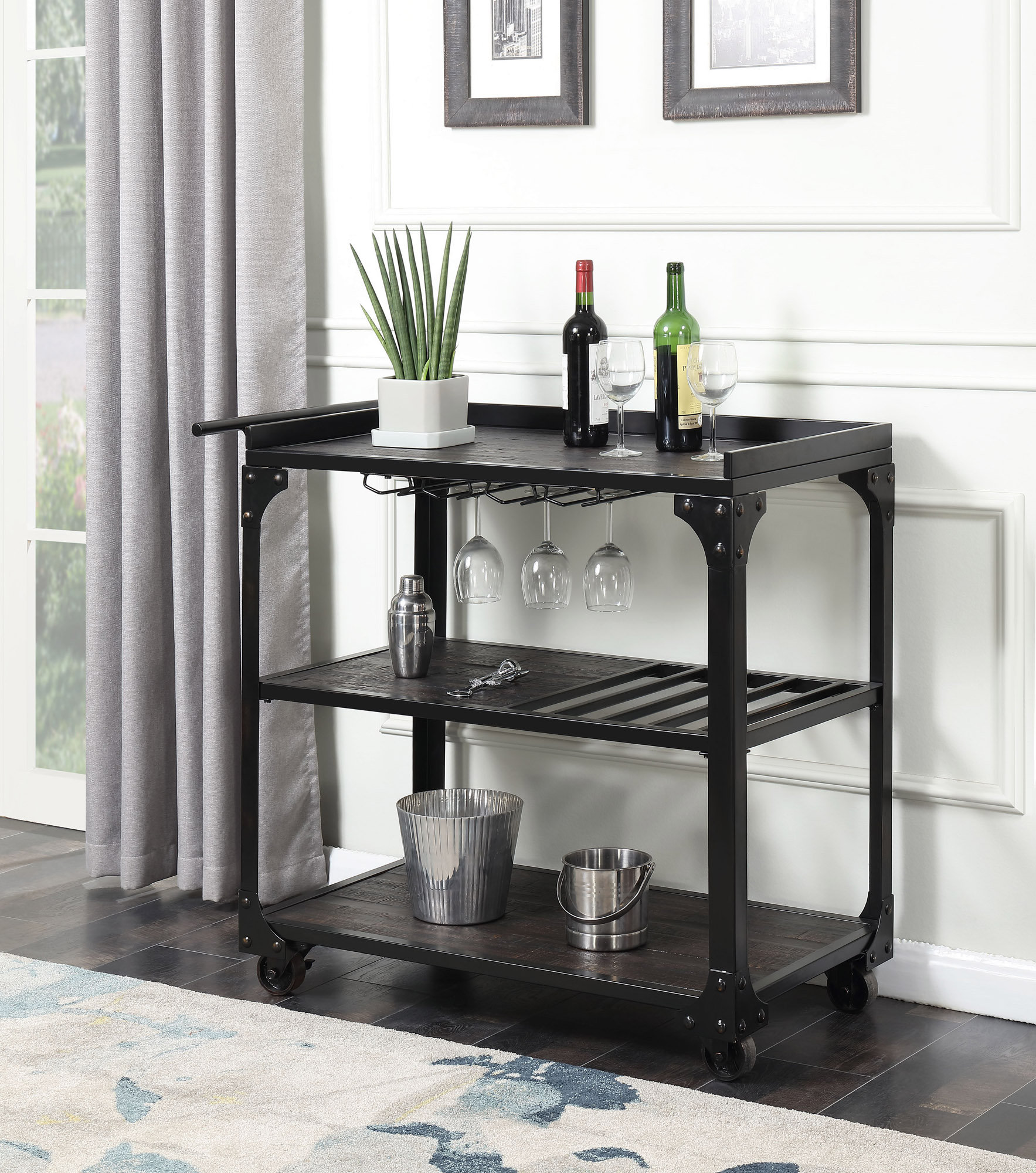 Latitude Run® Sherlock - Cart With Casters - Black | Wayfair