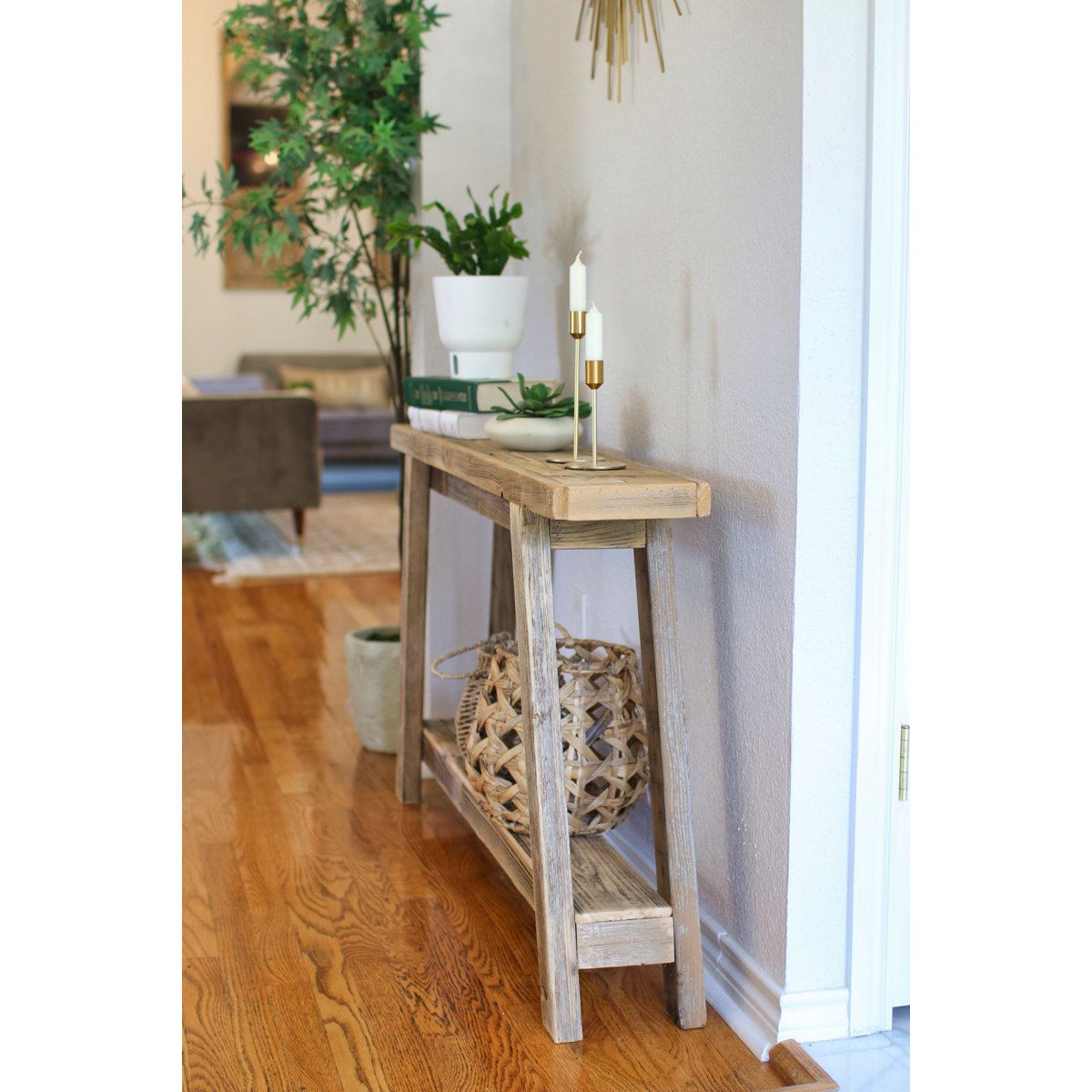 August Grove® The Camden Console – Reclaimed Wood Table With Recessed ...