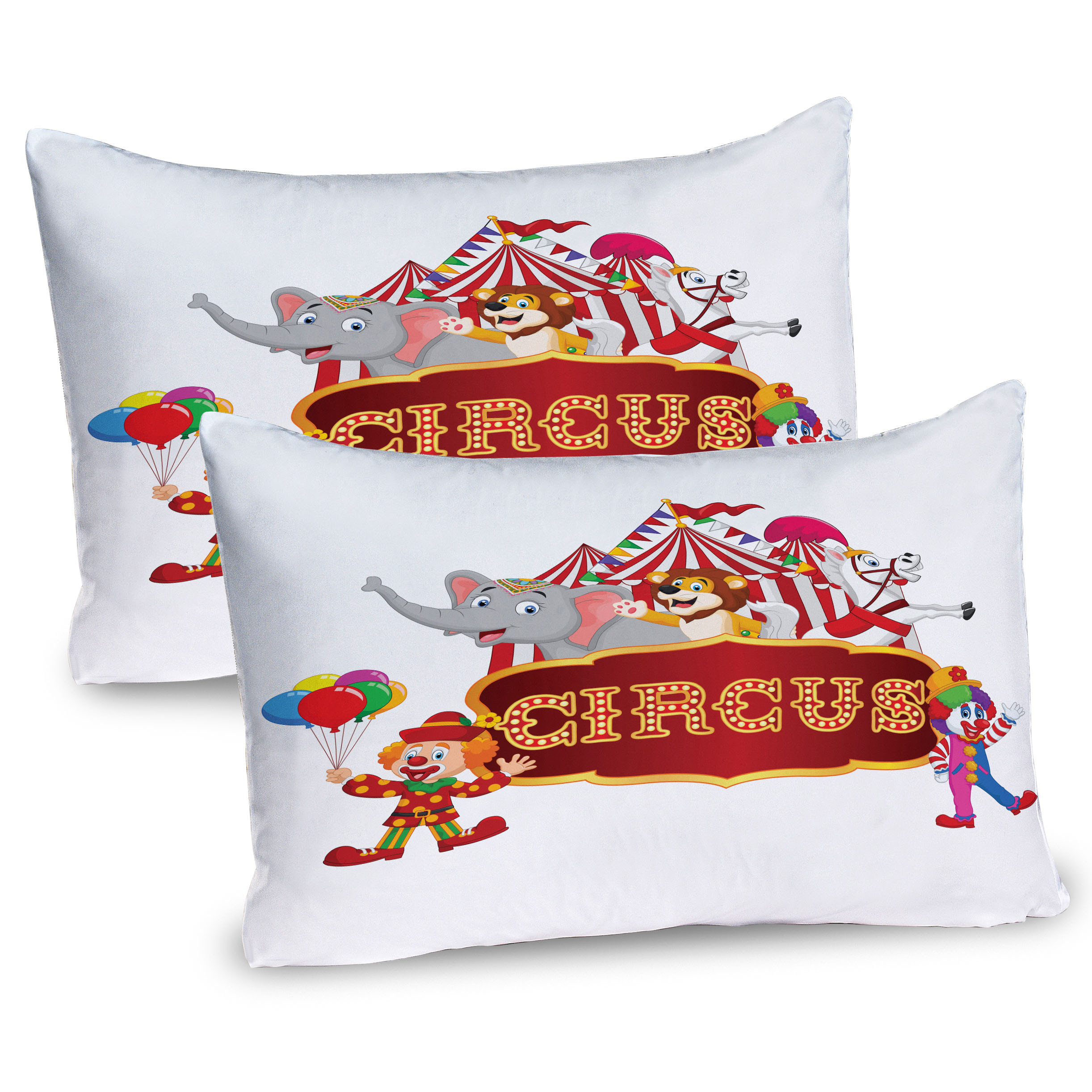 Ambesonne Circus Pillow Sham 2 Pack Nostalgic Circus Tent Art Red White ...