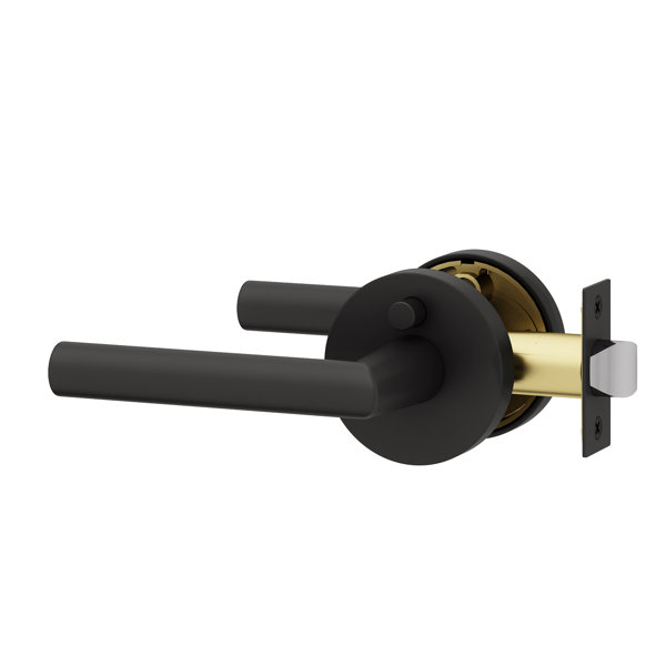 Okun Stark Privacy Door Lever with Push Button and Round Rosette | Wayfair