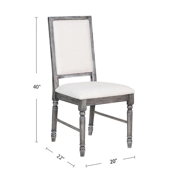 One Allium Way Cream And Weathered Grey Linen Of 2 Dining Chairs With ...
