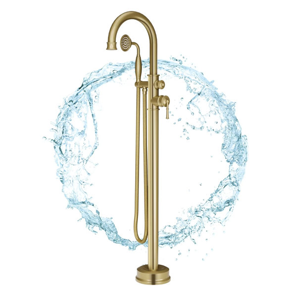 Belfry Bathroom Waterfall Free Standing Bathtub Filler High Flow Brass ...