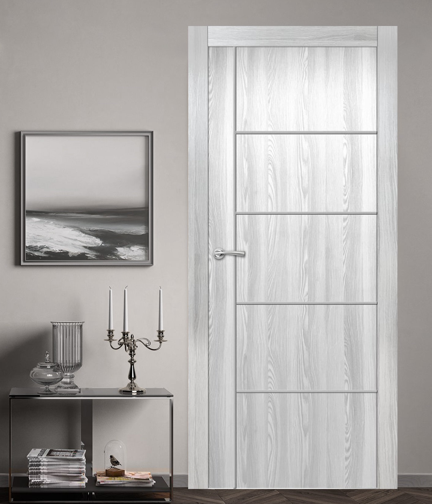 Valusso Design LLC Stripe 80'' Hollow Flush Slab Door | Wayfair