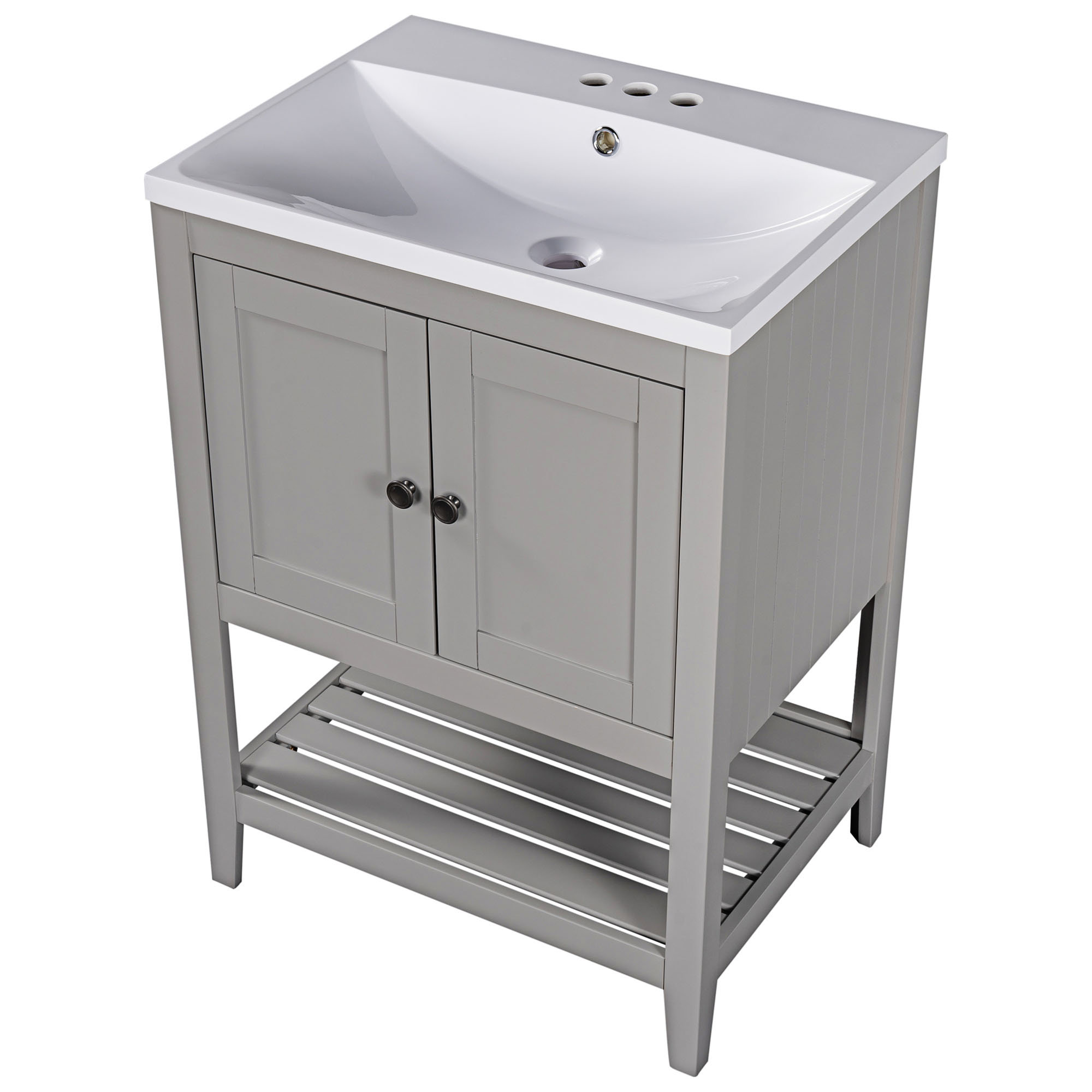 Winston Porter Meuble Lavabo Simple Autoportant De 24 Po Avec Plateau