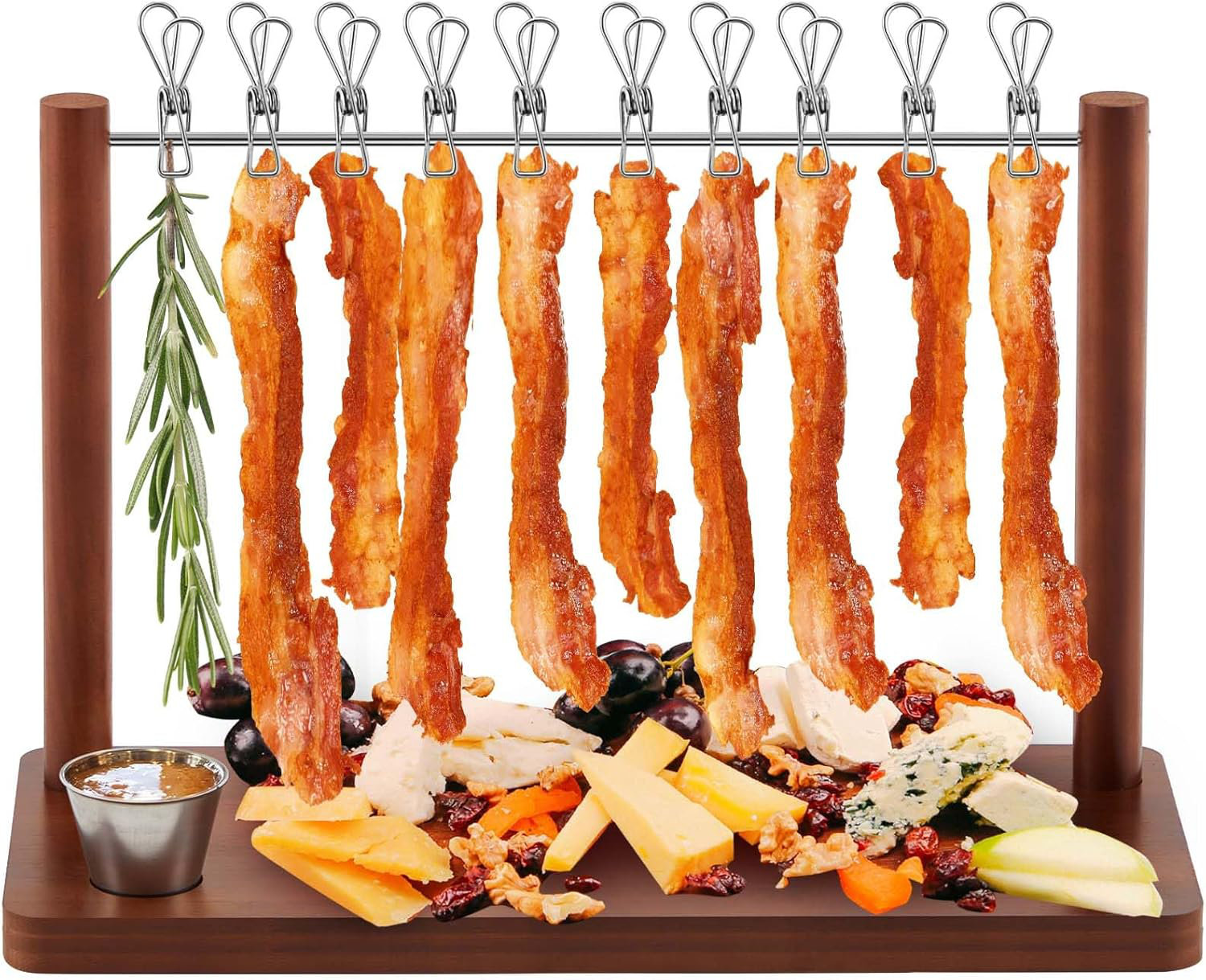 One Allium Way® Bacon Display Rack Wooden Bacon Tray Hanger Serving ...