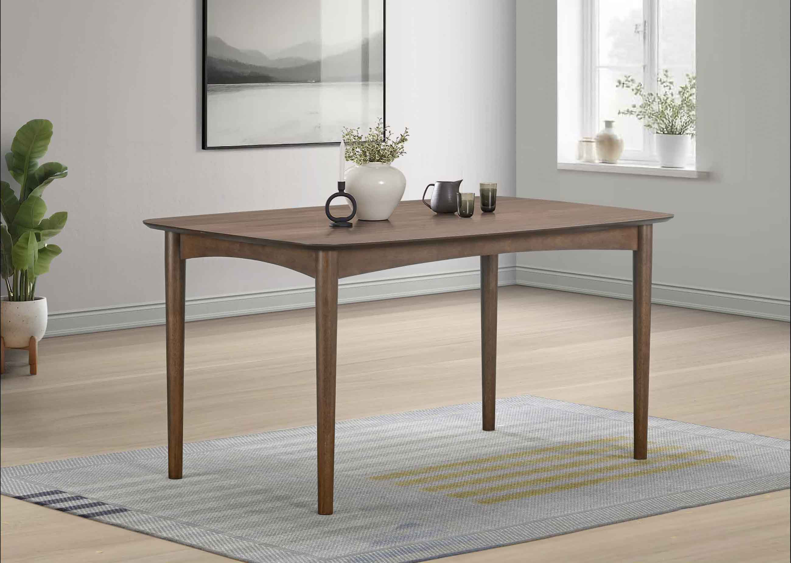 George Oliver Solace Walnut Rectangular Dining Table with Curved Edge ...