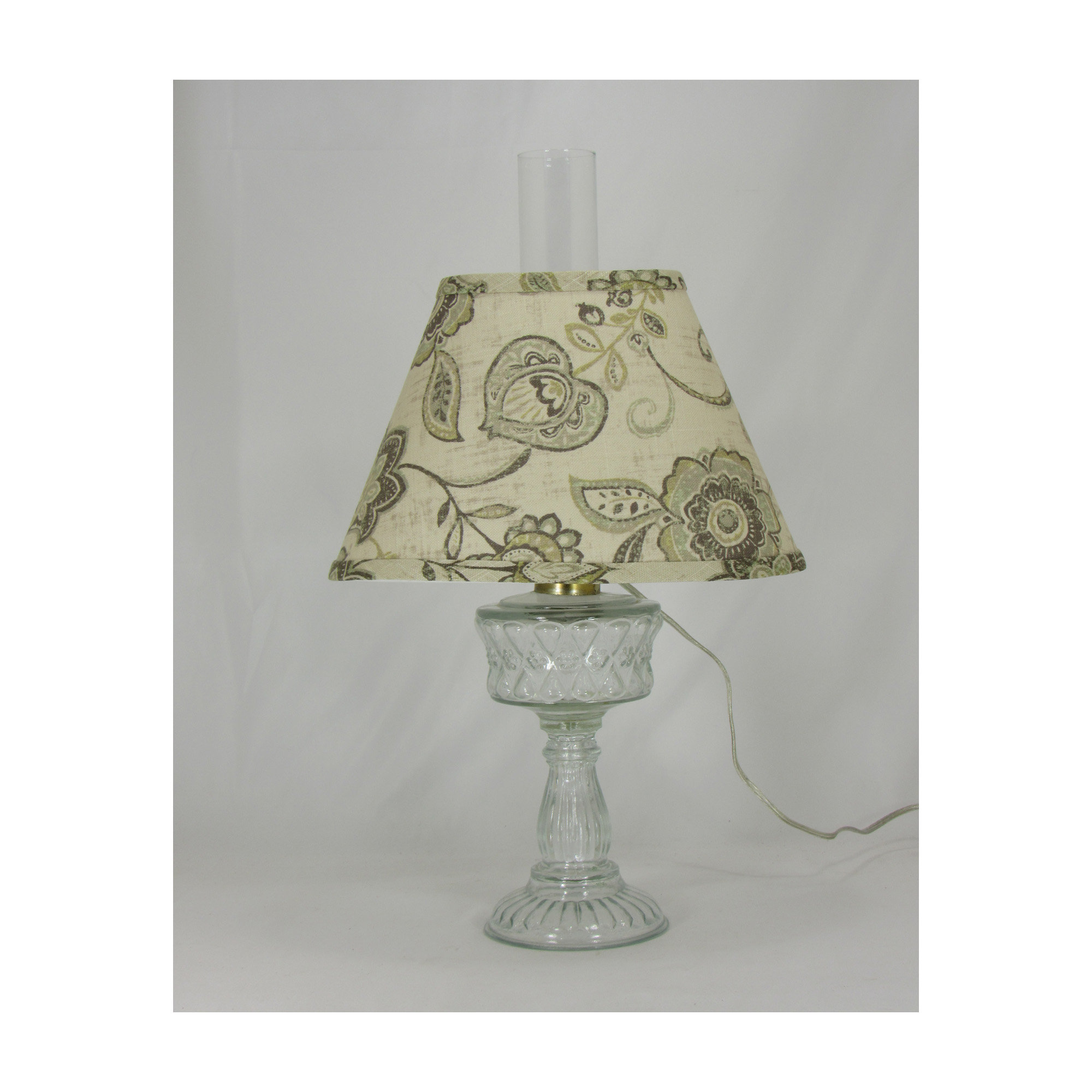 Ophelia & Co. Reproduction Pressed Glass Accent Lamp With Green Floral ...