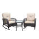 Three-Piece Set Of Wooden Outdoor Rocking Chairs For Two People With ...