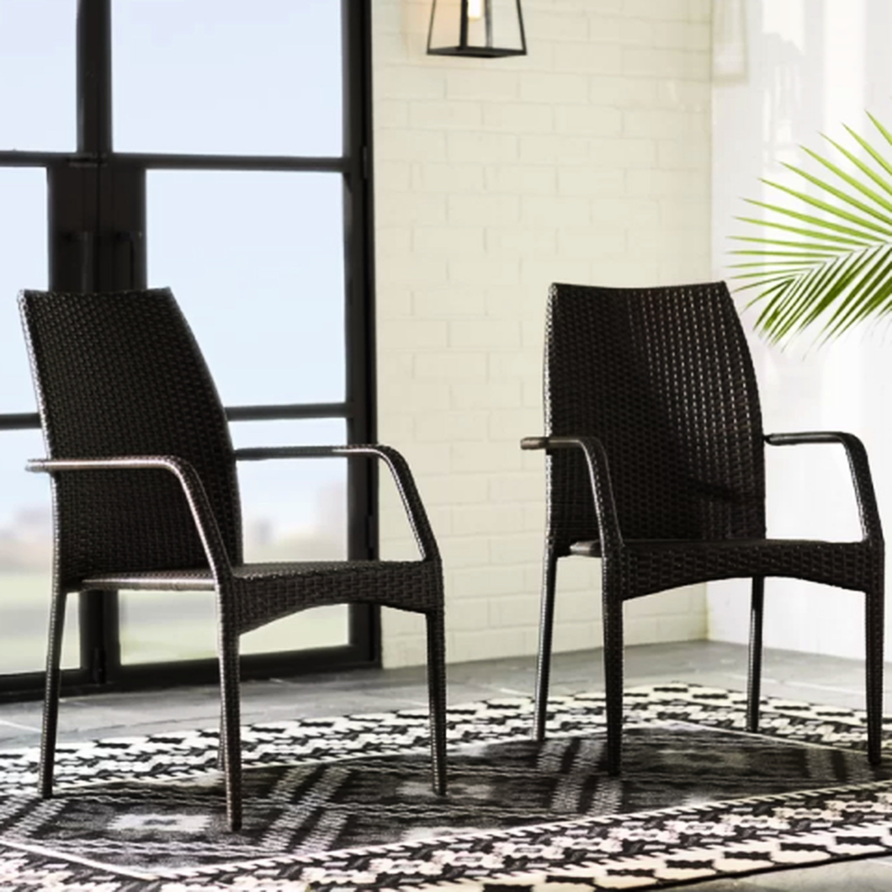 Red Barrel Studio® Outdoor Seating Pair - Iron Framework, Brown Pe ...