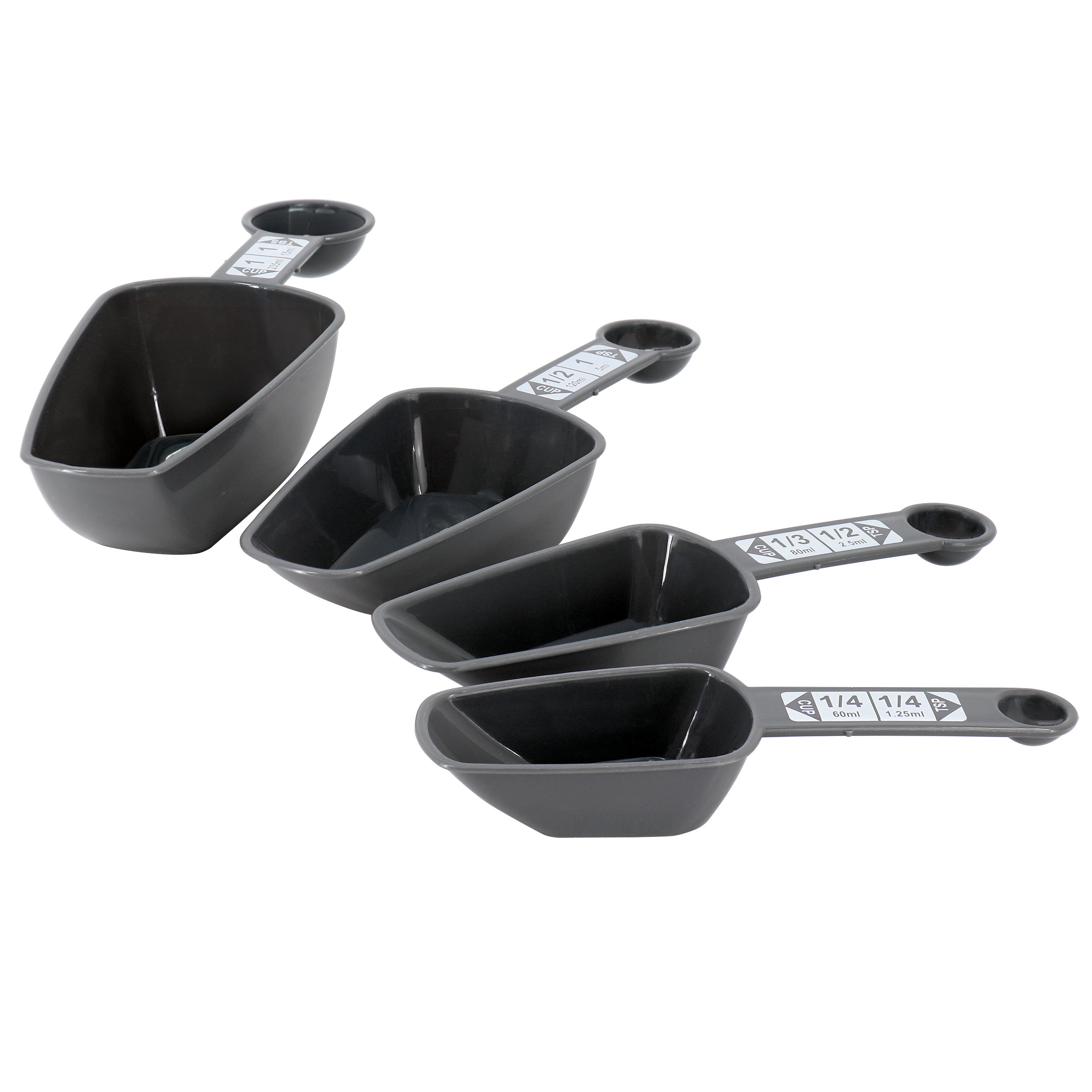 Oster Bluemarine 4 Piece Dual-Function Plastic Measuring Scoops in Gray ...