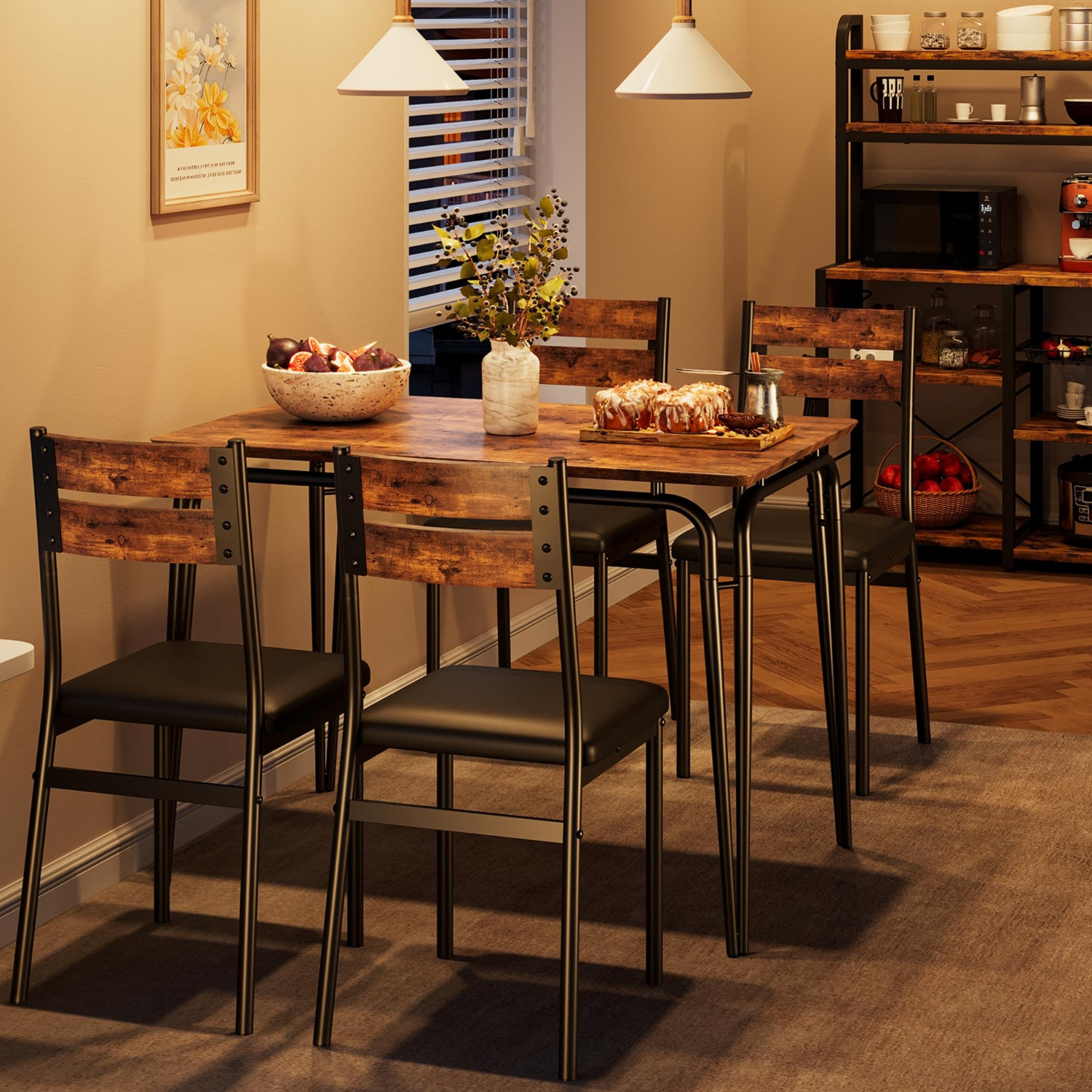 Orblue Dining Table For 4, Small Table And Chairs Set Of 4, Dinette Set ...