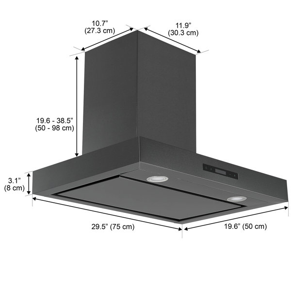 Ancona 30" Convertible Wall Mount Rectangular Style Range Hood in Black ...