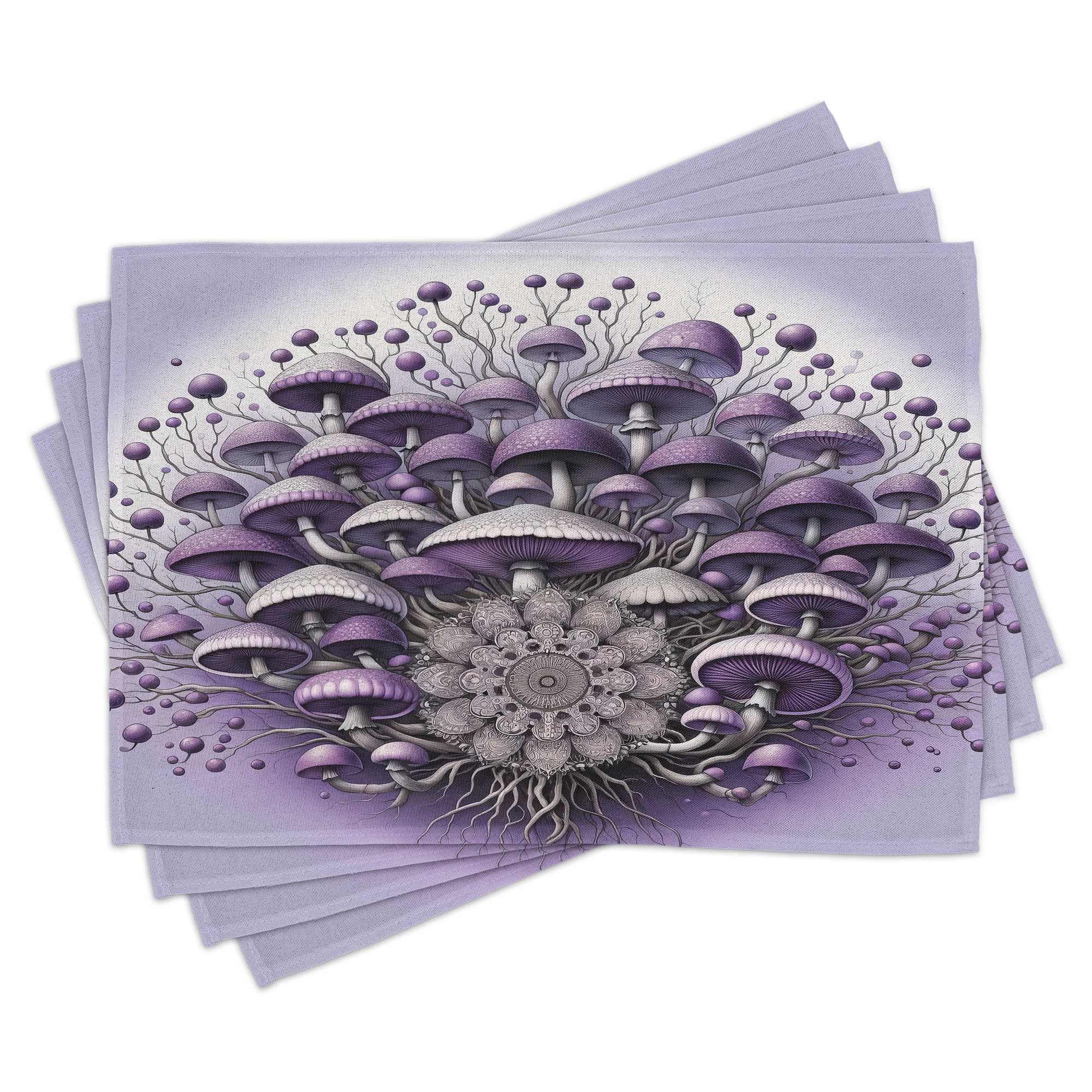 Ambesonne Purple Place Mats Set of 4 Mushroom Branches Mandala Standard ...