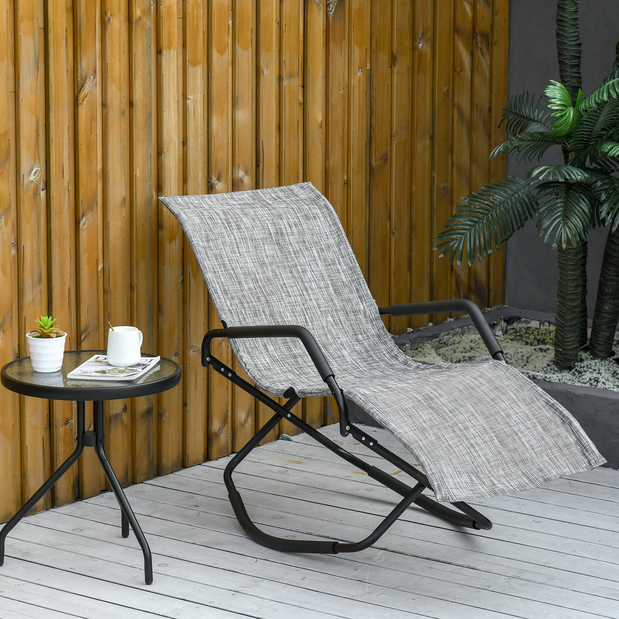 Ebern Designs Rocking Sun Lounger, Chaise Lounge Rocker For Sunbathing ...