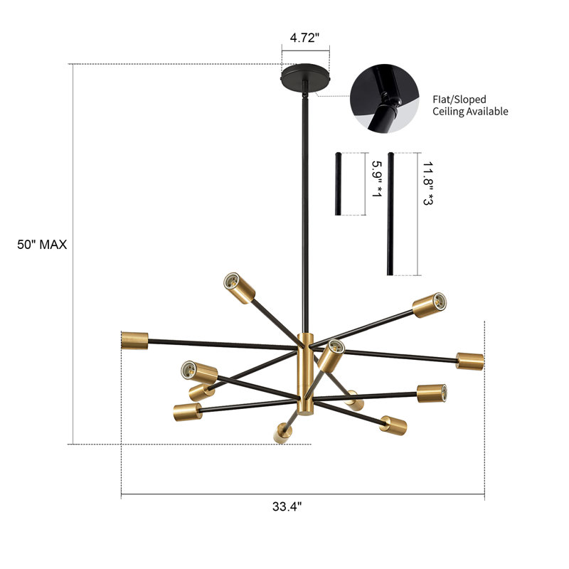 George Oliver Croner 12 - Light Dimmable Sputnik Modern Linear ...