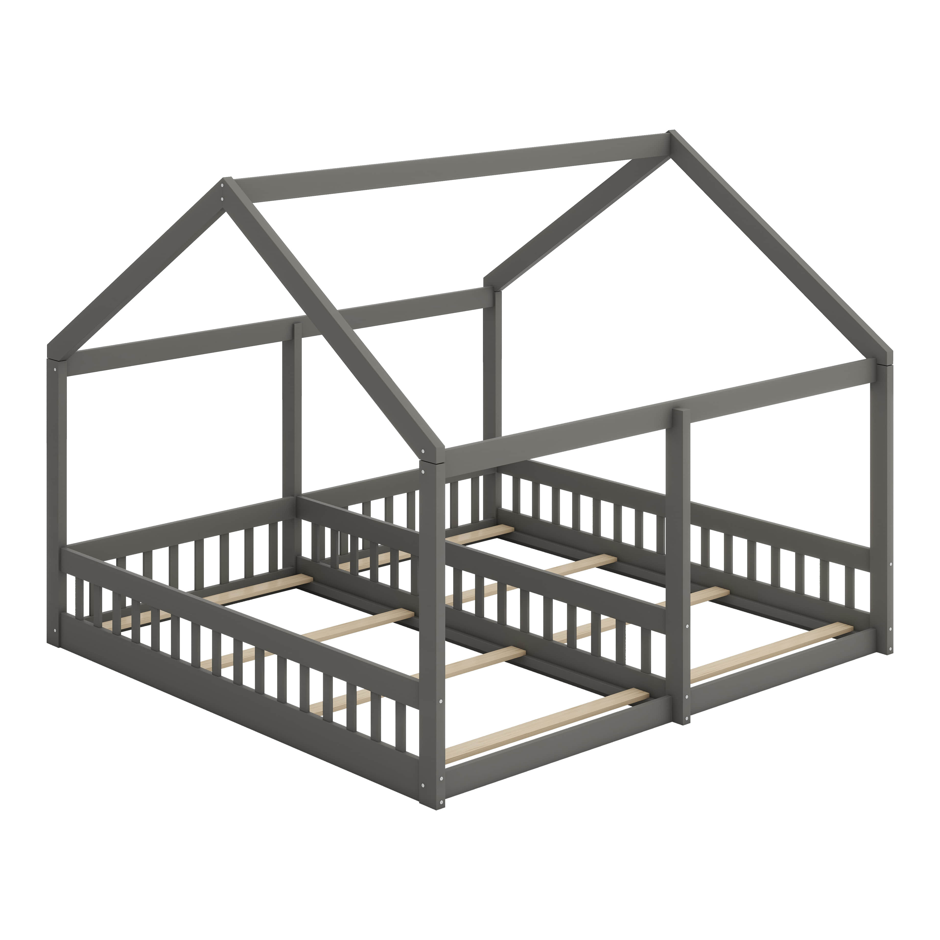 Harper Orchard Twin-Size Double Floor Bed With House Design, Shared ...
