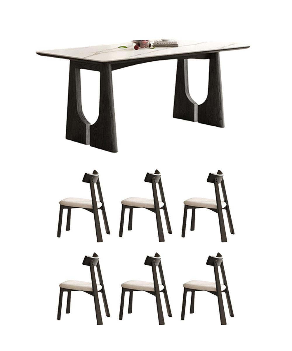 LJIA home Vintage black rectangular slate dining table set | Wayfair