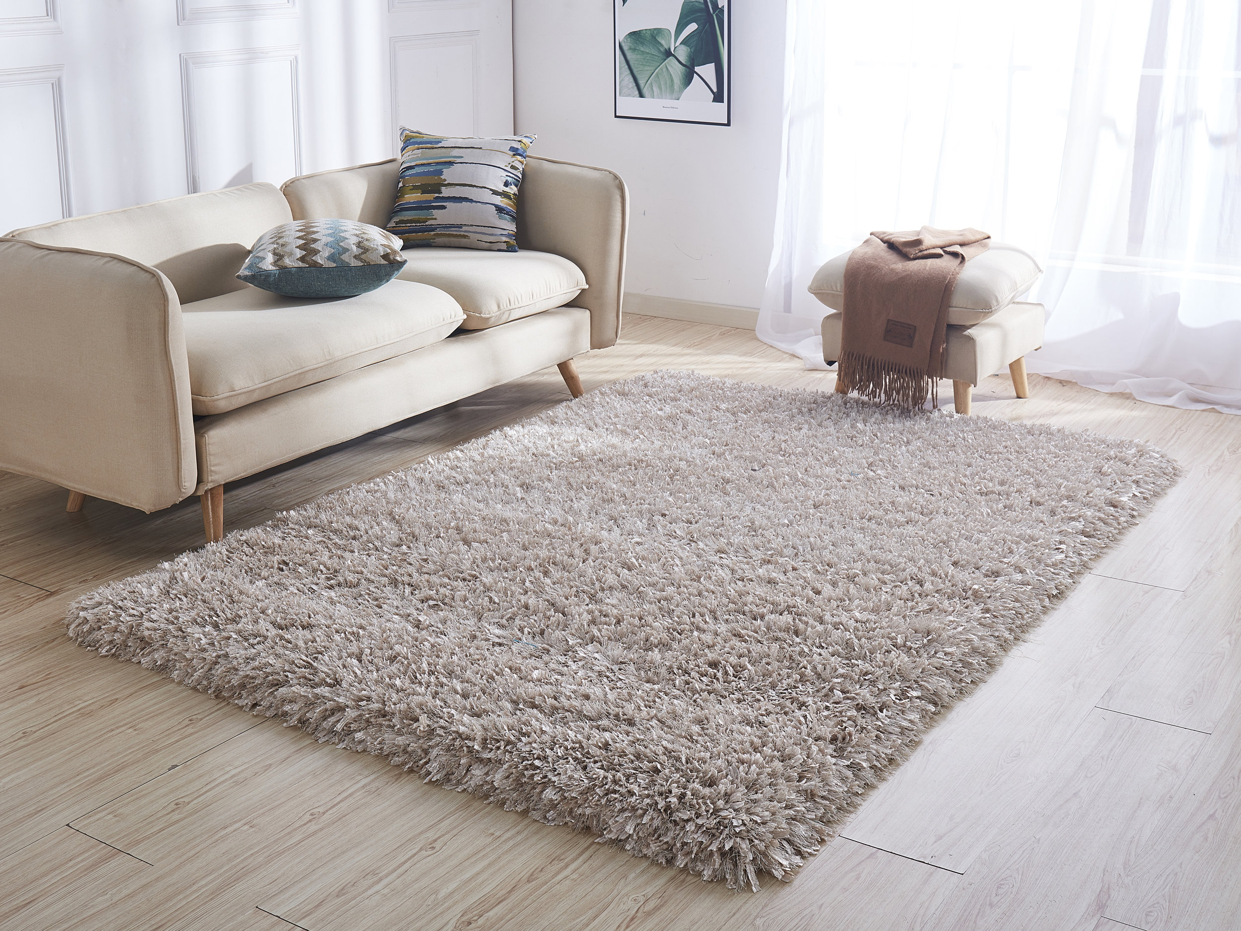 Latitude Run® Rosena Coral Shaggy Hand-Tufted Beige Area Rug - Wayfair ...