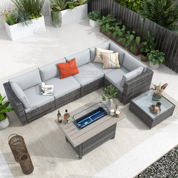 Wade Logan® Caydin 5 - Person Outdoor Seating Group with Cushions ...