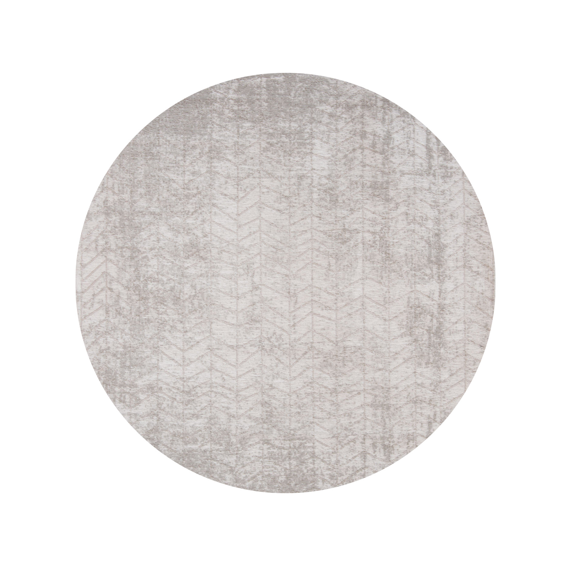 HomeRoots 8' Gray and White Round Chevron Non Skid Area Rug | Wayfair