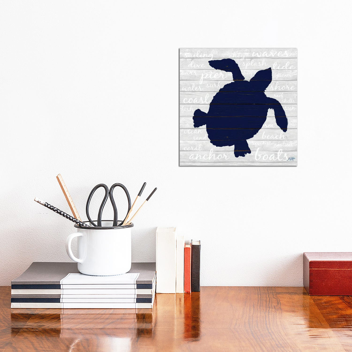 East Urban Home Indigo Turtle by Julie Derice - Print | Wayfair