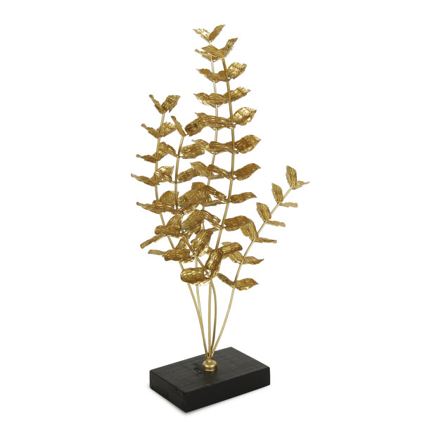Mercer41 Jacoby Golden Leaf Stem Sculpture | Wayfair