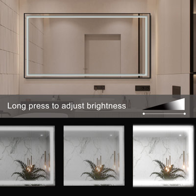 SMARTLET Metal Rectangle LED Wall Mirror | Wayfair