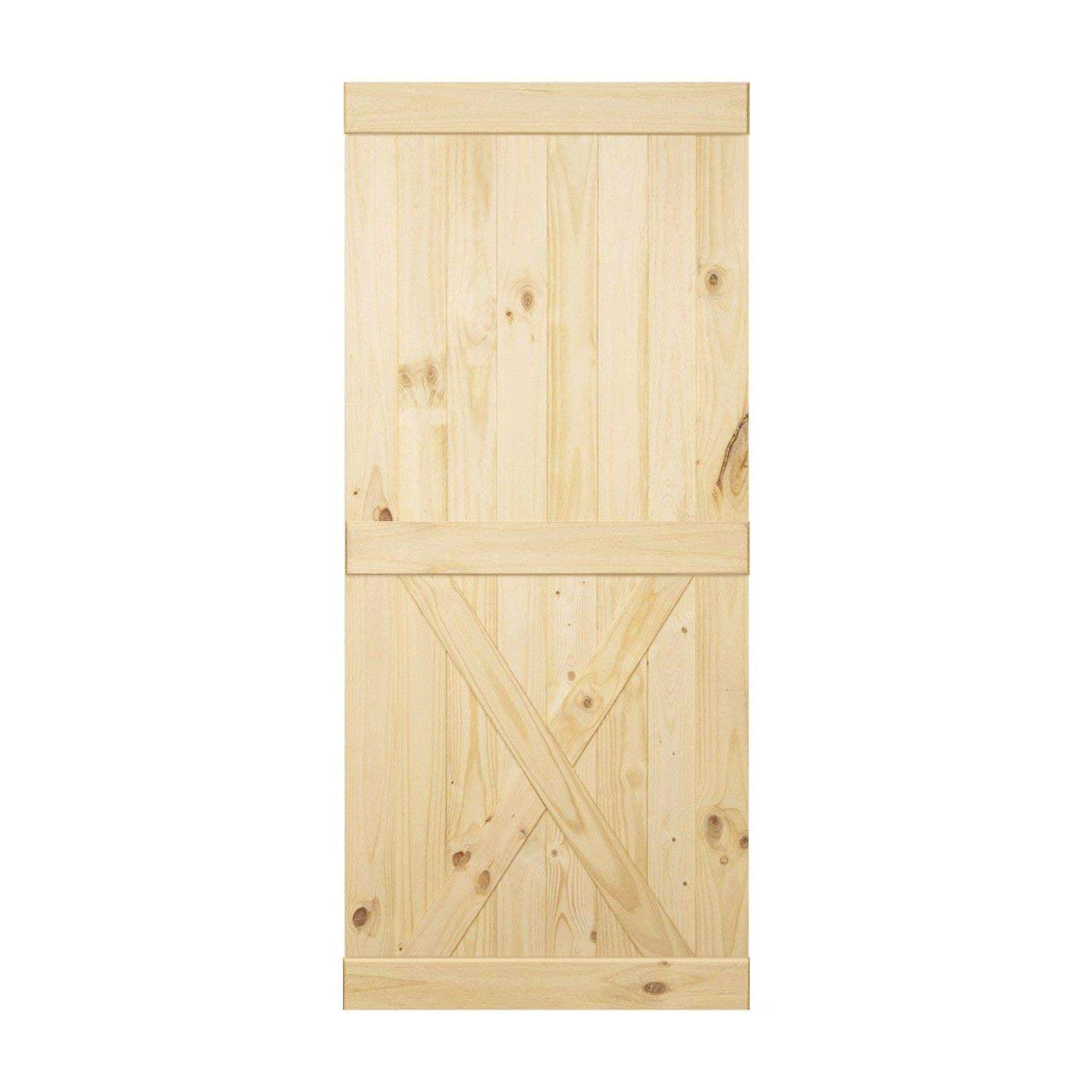 Homacer Panelled Wood Unfinished Barn Door without Installation ...